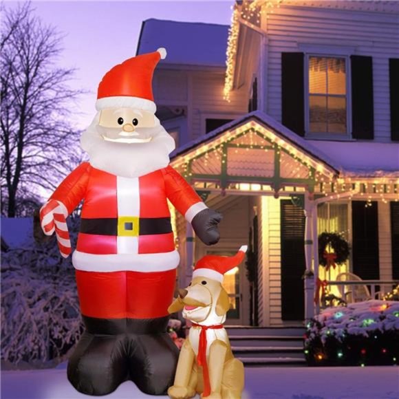 Holiday | Christmas 7ft Inflatables Lighted Santa Claus With Dog Blow ...